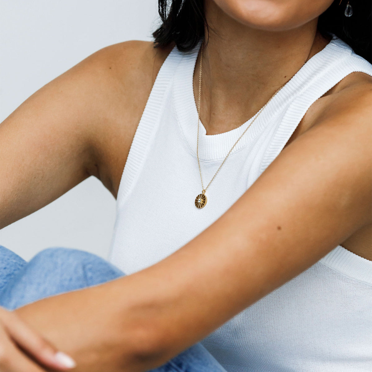 April Quartz Mini Sundial Birthstone Necklace | Wanderlust Life